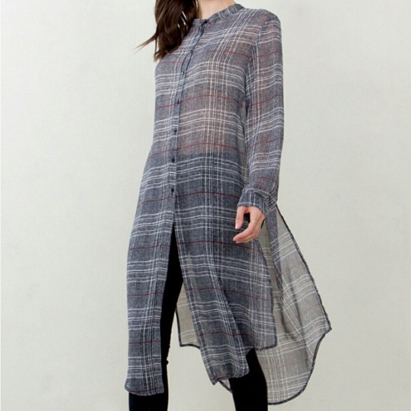 Sugarlips | Tops | Sugar Lips Black Red White Plaid Chiffon Tunic ...